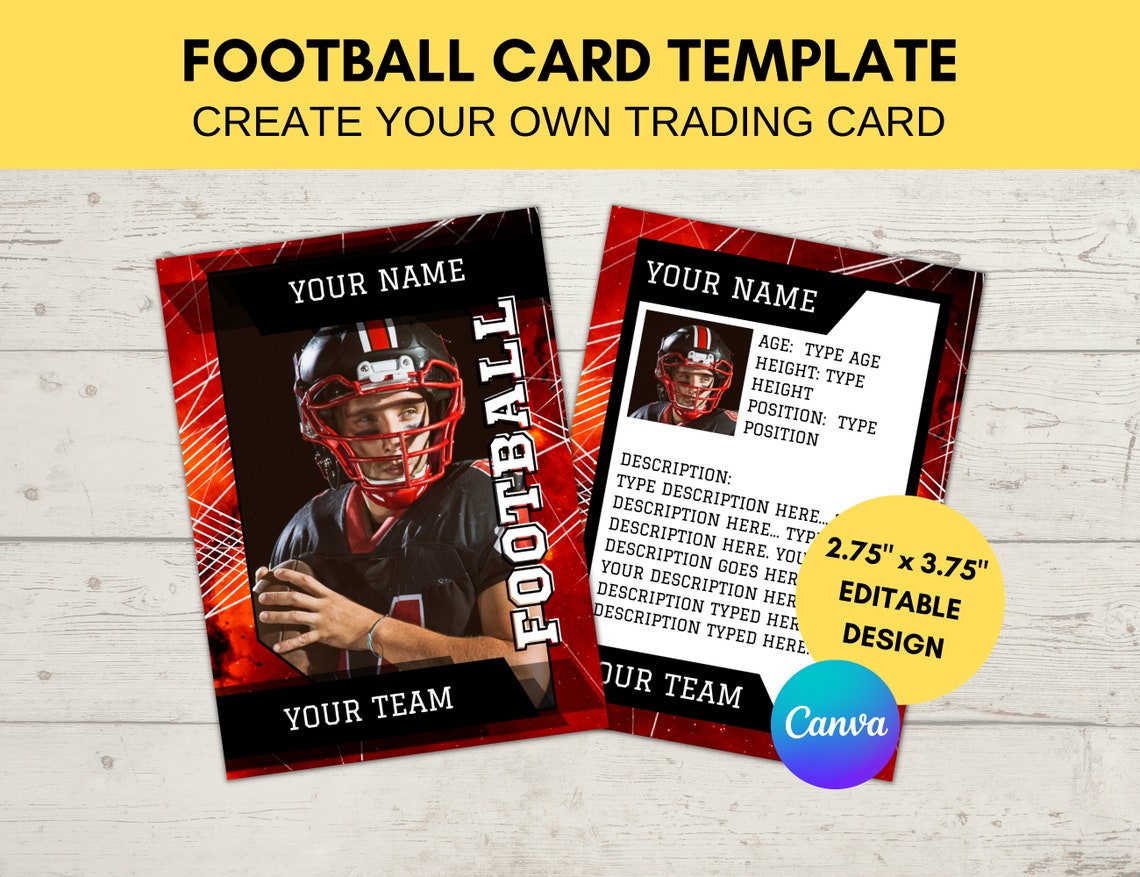 Editable Sports Card Template Custom Football Trading Card Printable ...