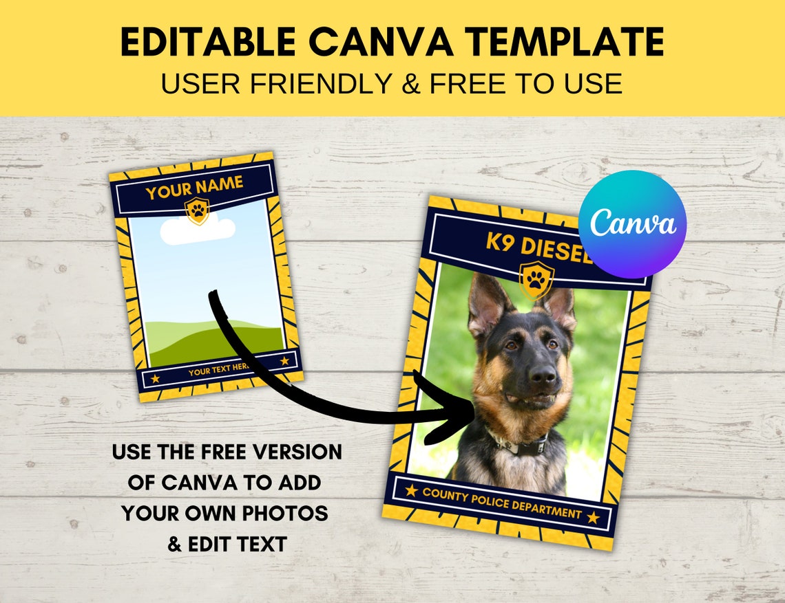 Editable K9 Pet Trading Card Template Custom Trading Card Printable ...