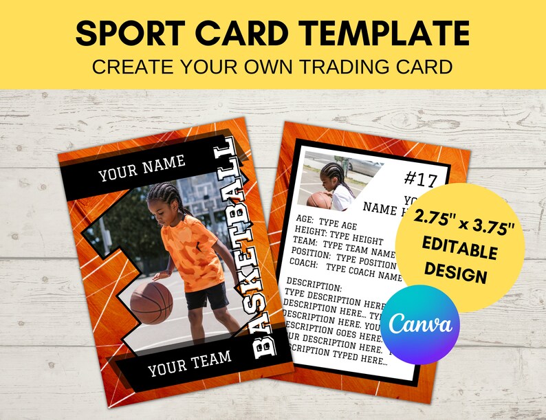 Editable Sport Card Template Custom Basketball Trading Card - Etsy