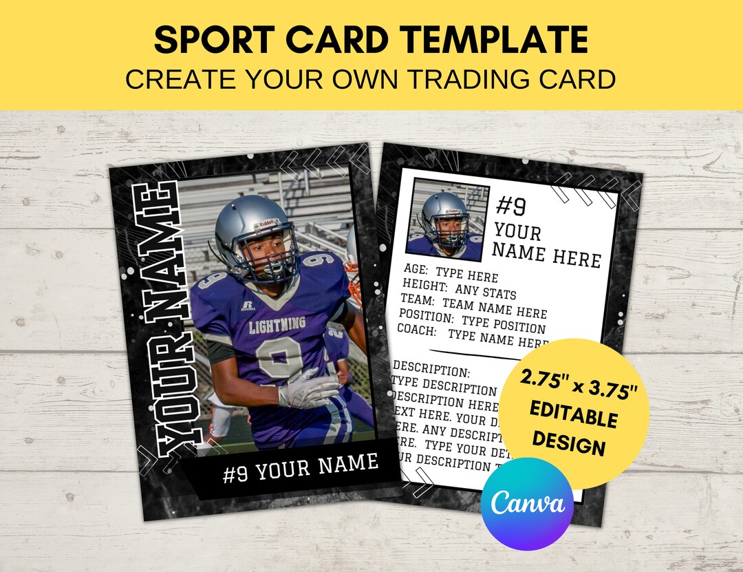 Editable Sports Card Template Custom Football Trading Card - Etsy