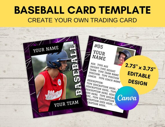 Editable Sports Card Template Custom Baseball Trading Card - Etsy