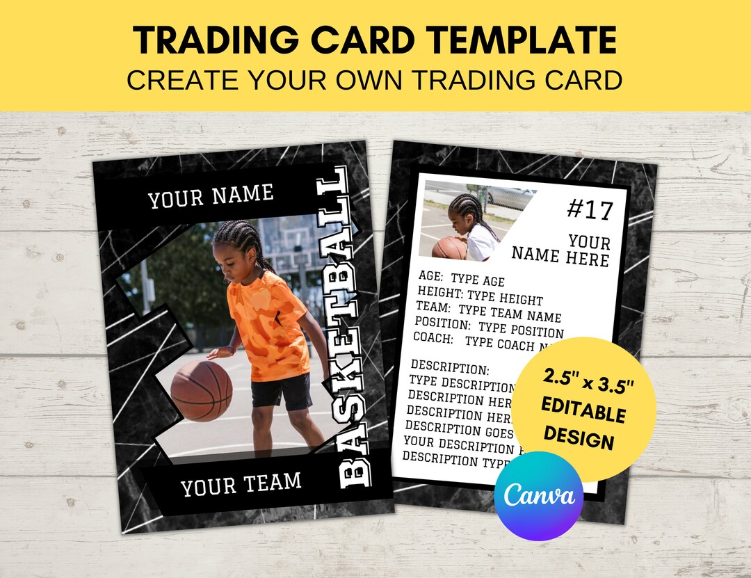 Editable Sport Card Template | Custom Basketball Trading Card Printable ...