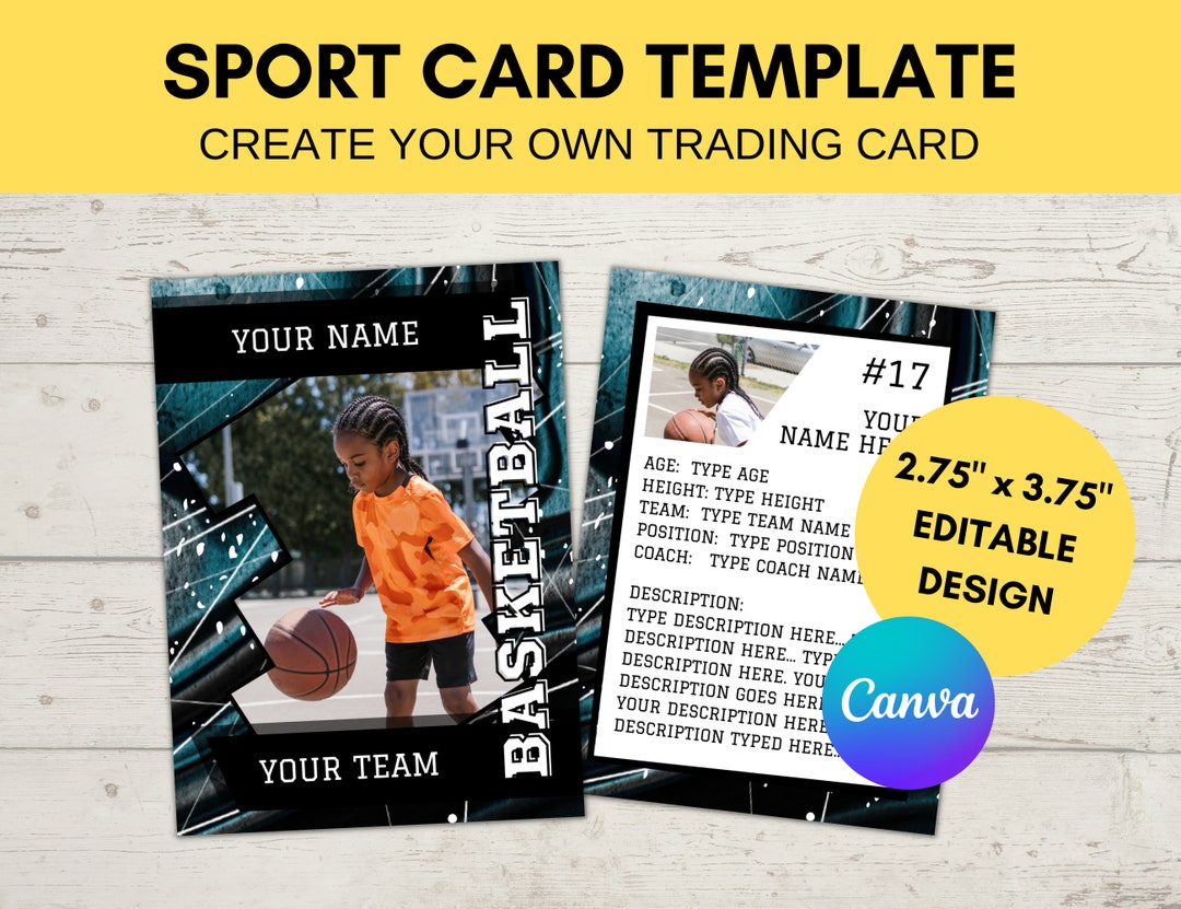 Editable Sport Card Template Custom Basketball Trading Card - Etsy