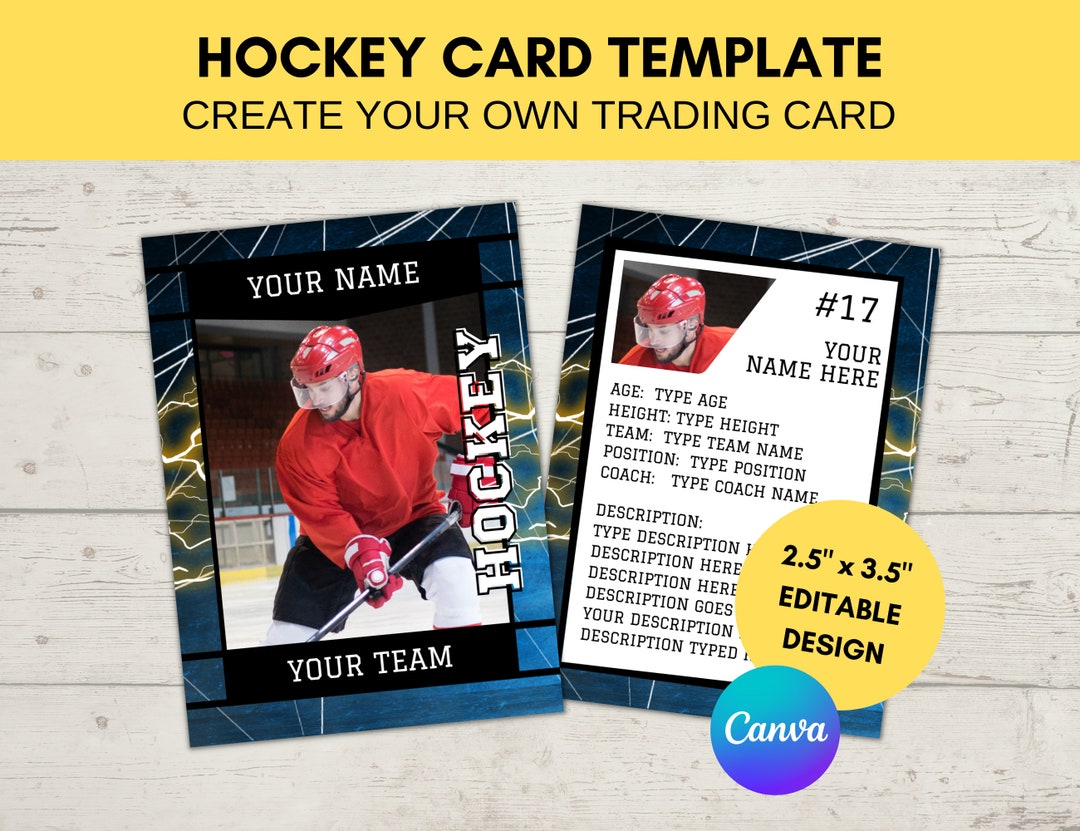 Editable Sports Card Template | Custom Hockey Trading Card Printable ...