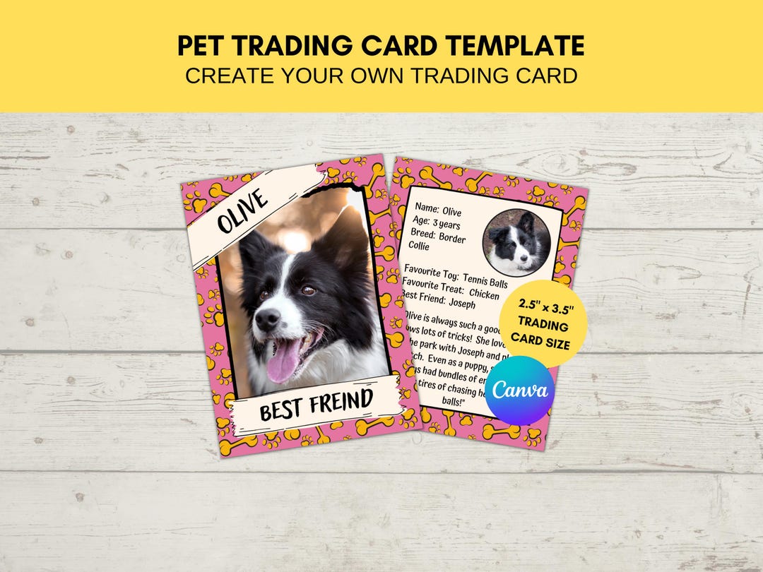 Editable Pet Trading Card Template | Custom Trading Card Printable ...