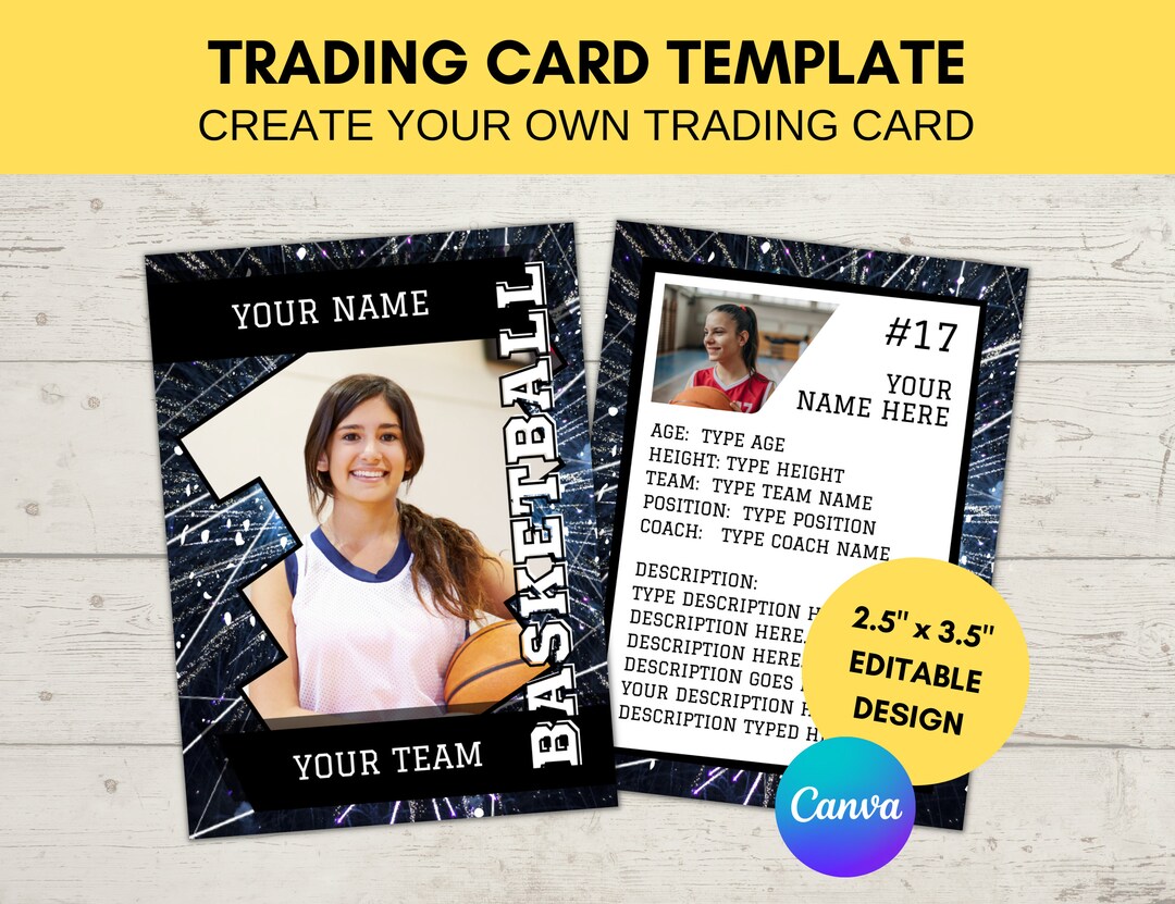 Editable Sport Card Template Custom Basketball Trading Card Printable ...