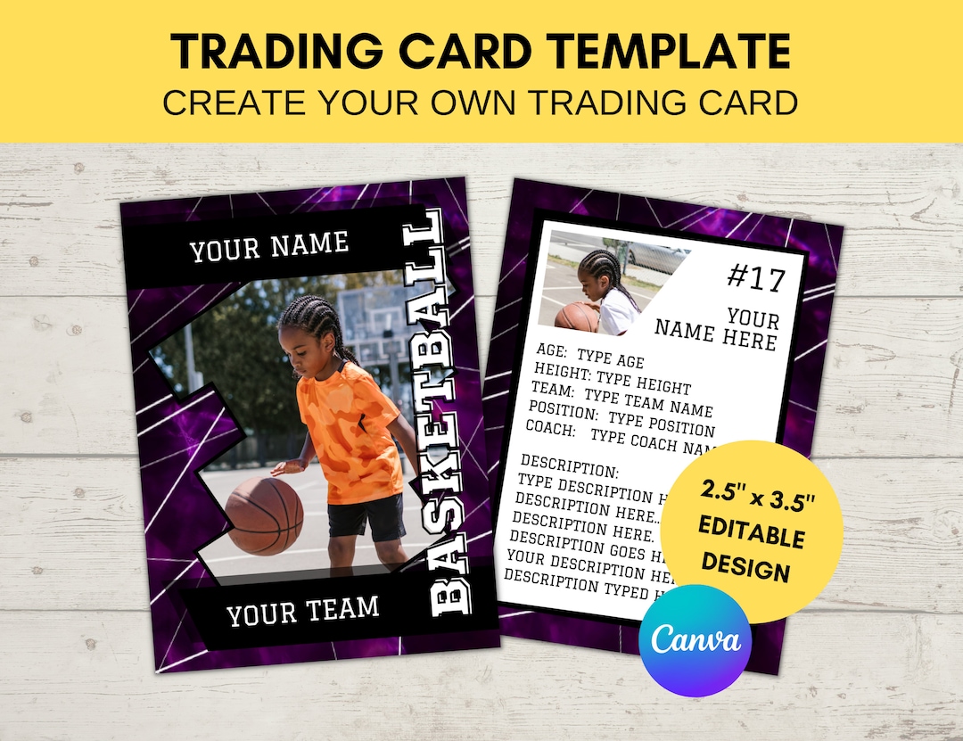 Editable Sport Card Template | Custom Basketball Trading Card Printable ...
