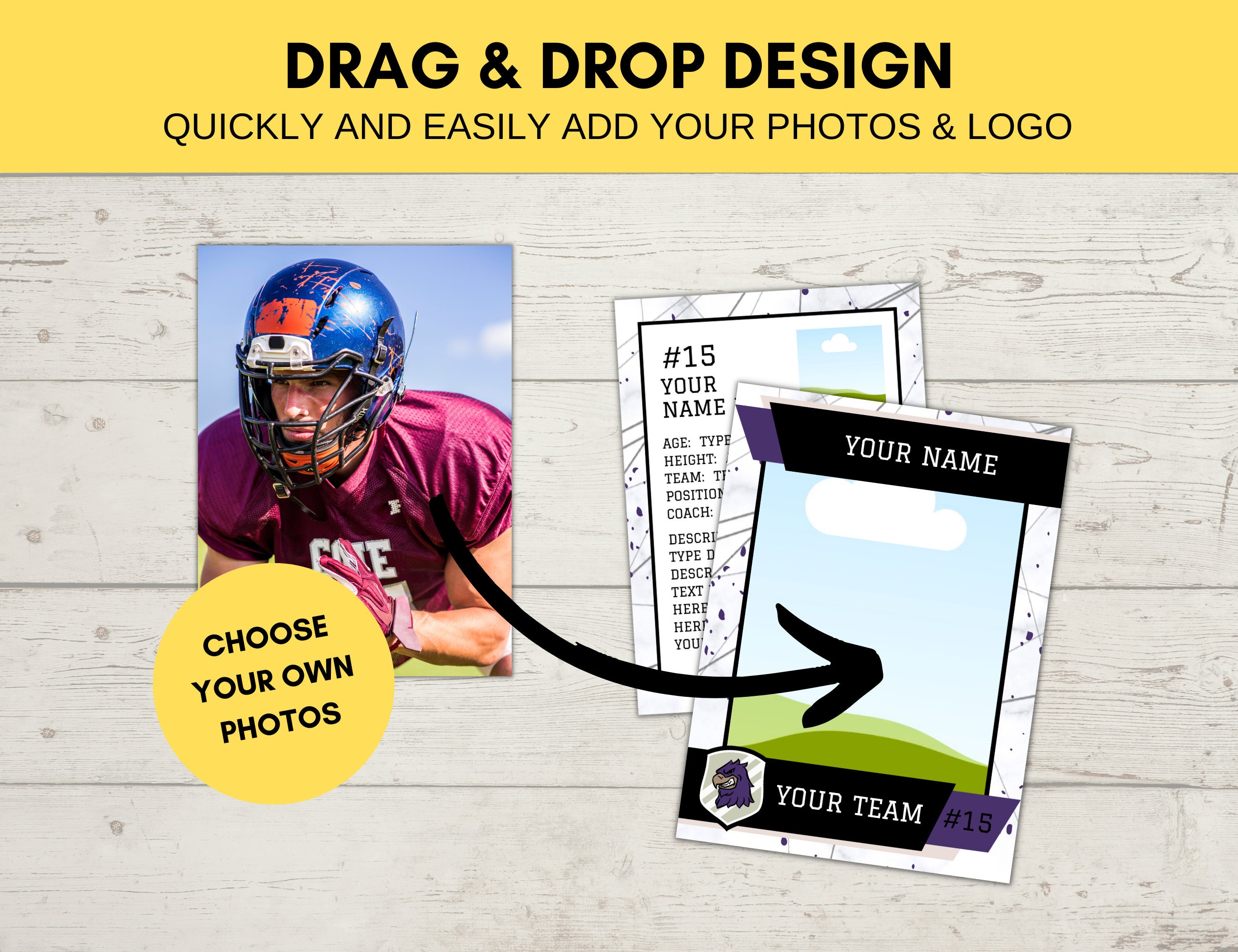 Editable Sports Card Template | Custom Baseball Trading Card Printable ...