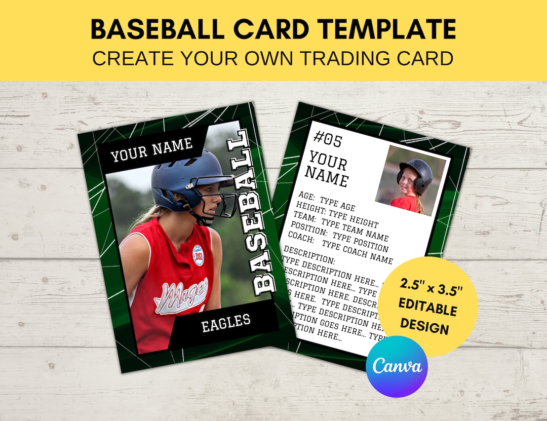 Editable Sports Card Template | Custom Baseball Trading Card Printable ...
