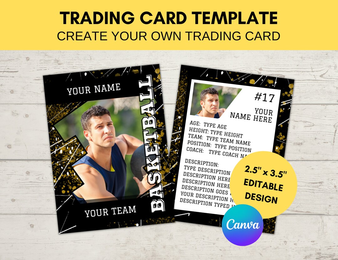 Editable Sport Card Template Custom Basketball Trading Card Printable ...
