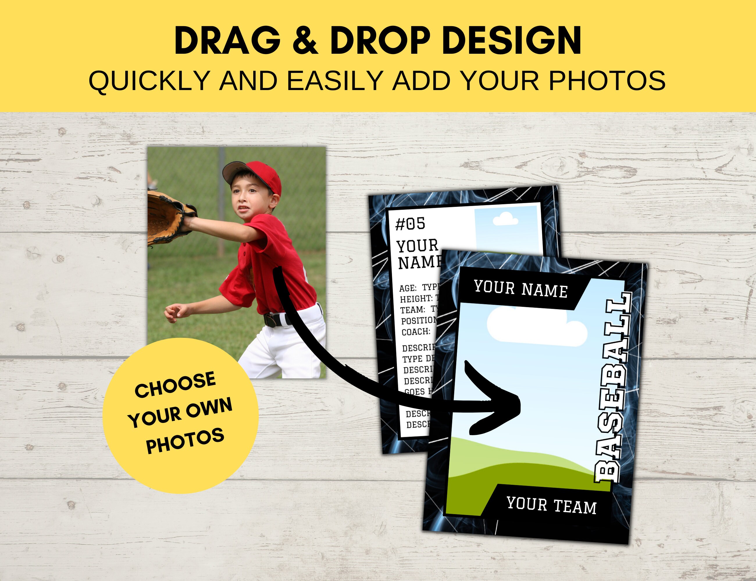 Editable Sports Card Template | Custom Baseball Trading Card Printable ...
