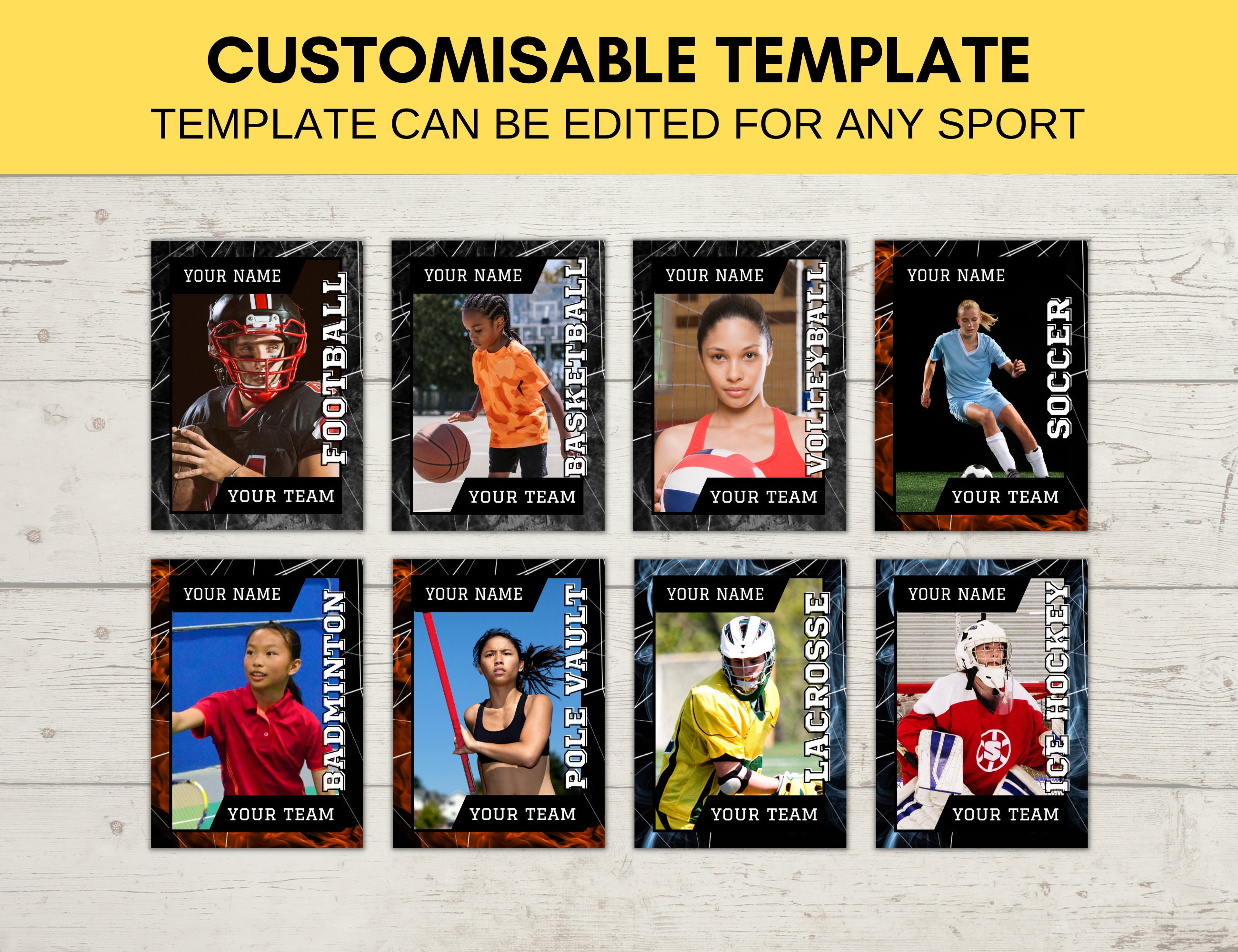 Editable Sports Card Template Custom Baseball Trading Card Printable ...