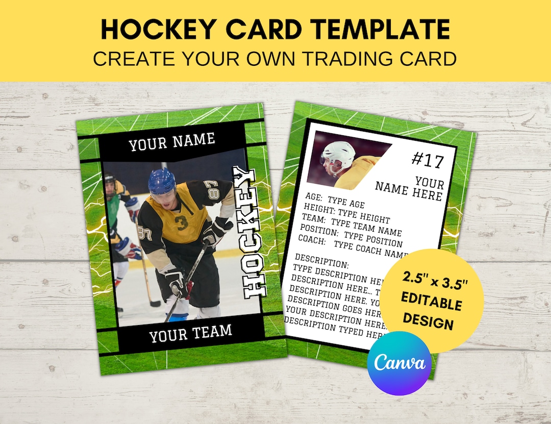 Editable Sports Card Template | Custom Hockey Trading Card Printable ...