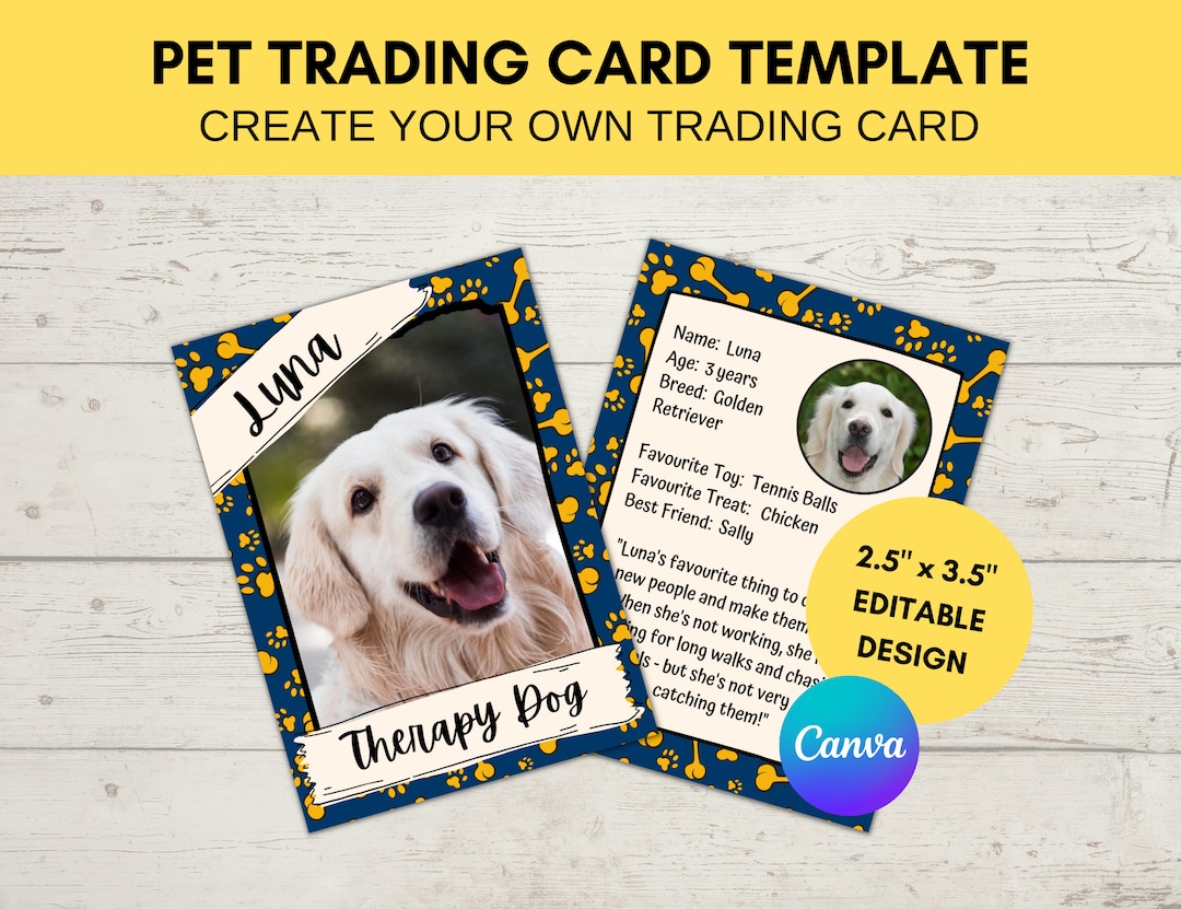 Editable Pet Trading Card Template | Custom Trading Card Printable ...