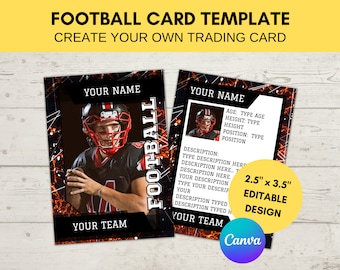Editable Sports Card Template Custom Football Trading Card Printable ...