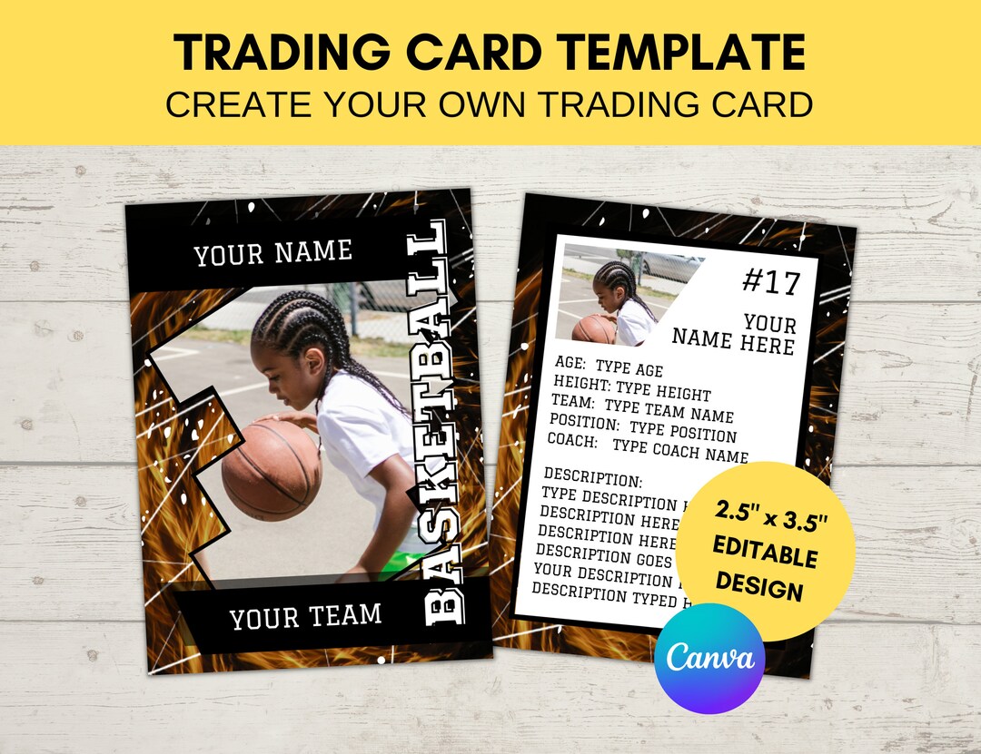 Editable Sport Card Template Custom Basketball Trading Card Printable ...