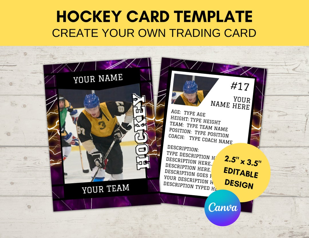 Editable Sports Card Template | Custom Hockey Trading Card Printable ...