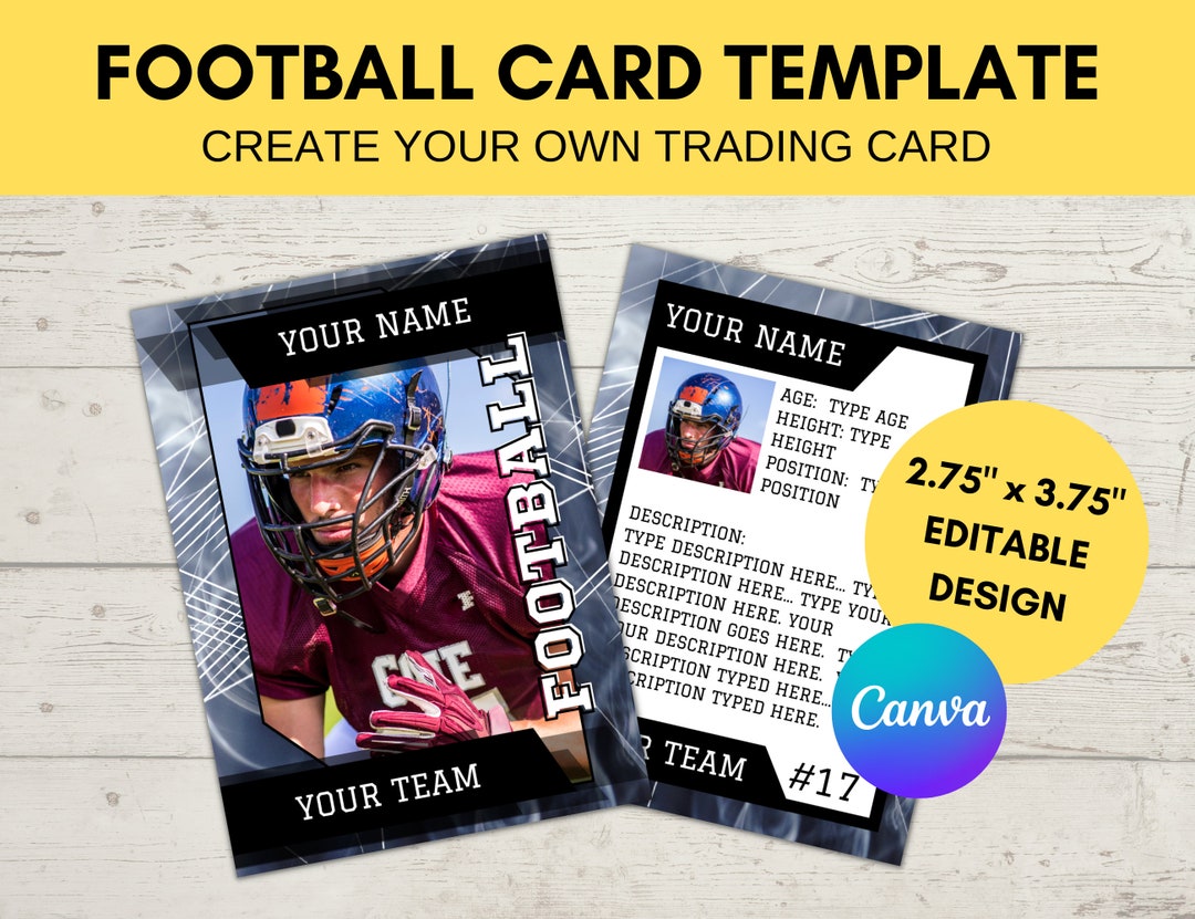 Editable Sports Card Template Custom Football Trading Card - Etsy