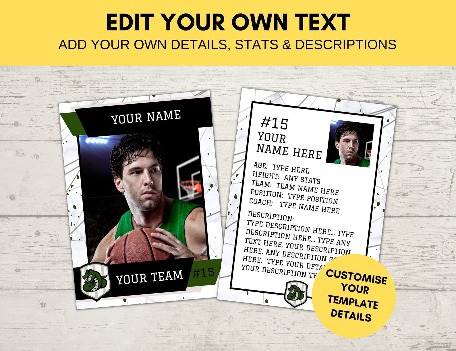 Editable Sports Card Template | Custom Basketball Trading Card ...