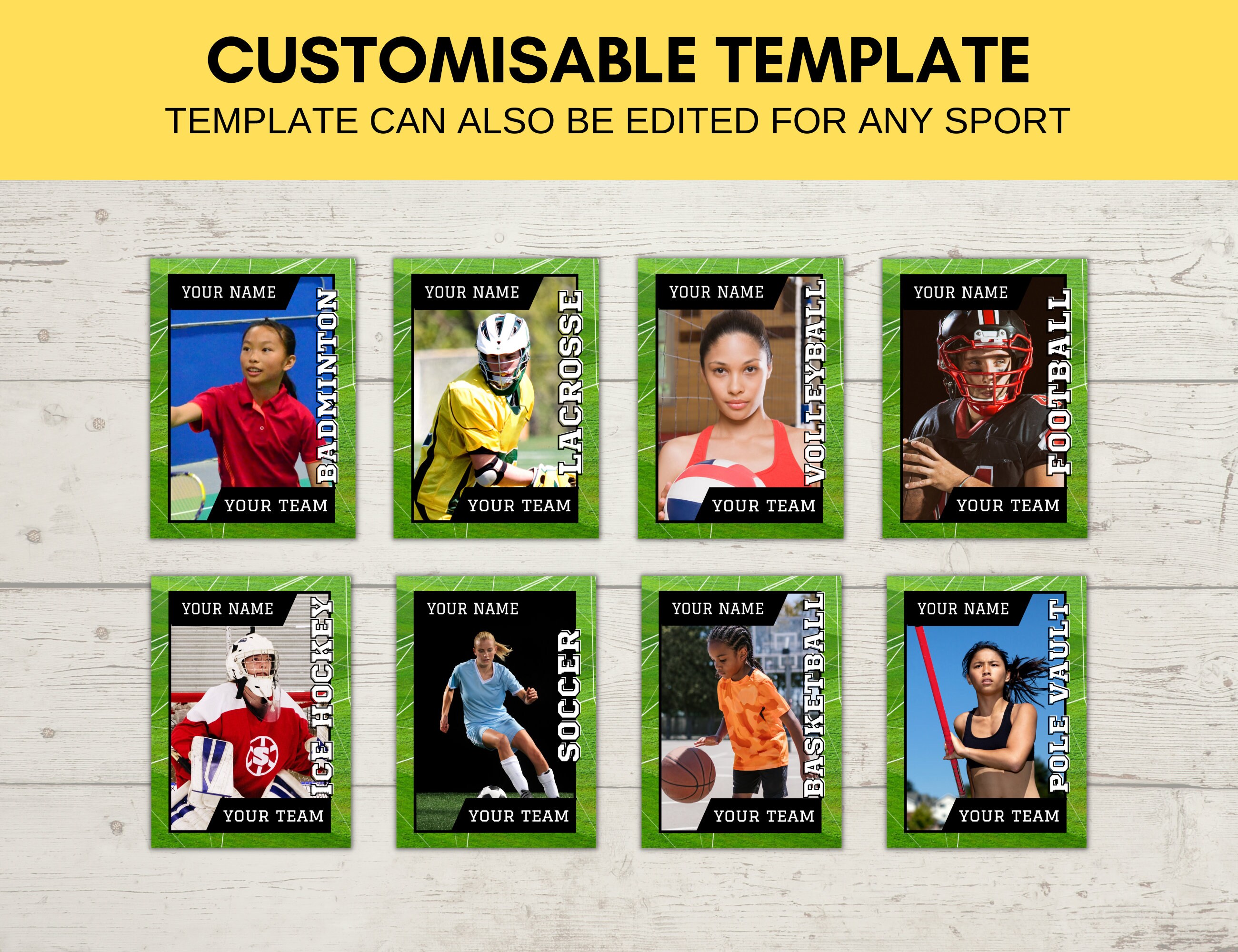 Editable Sports Card Template | Custom Baseball Trading Card Printable ...