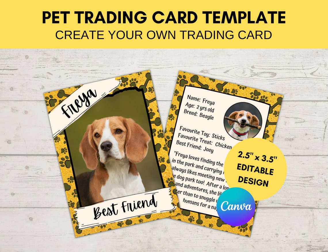 Editable Pet Trading Card Template Custom Trading Card Printable Create ...