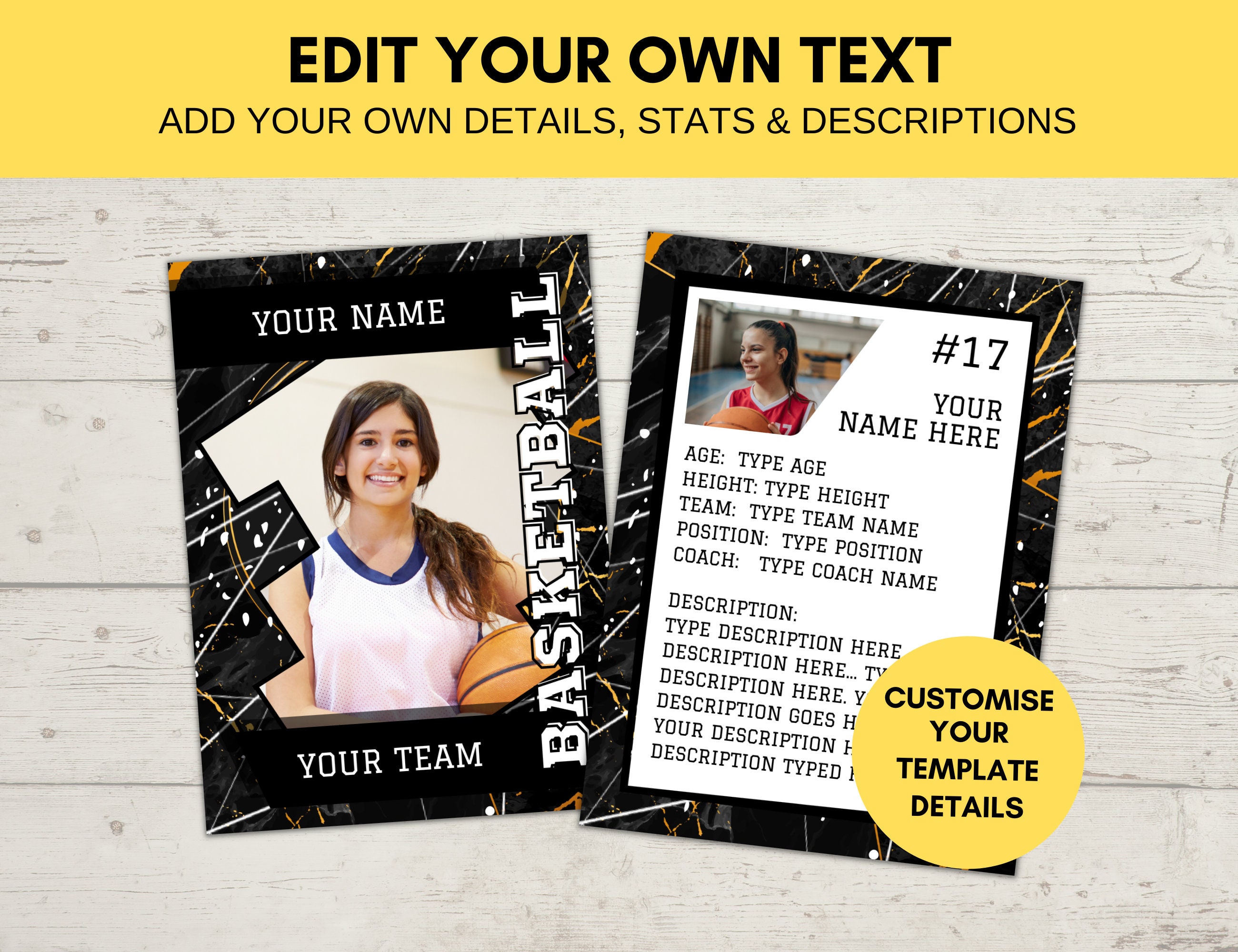 Editable Sport Card Template Custom Basketball Trading Card Printable ...