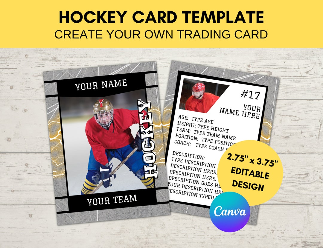 Editable Sports Card Template Custom Hockey Trading Card - Etsy