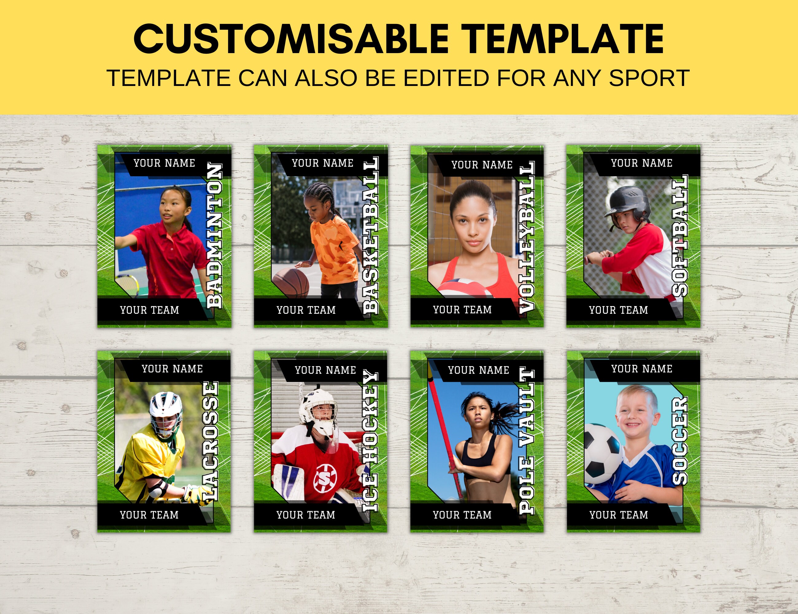 Editable Sports Card Template | Custom Football Trading Card Printable ...