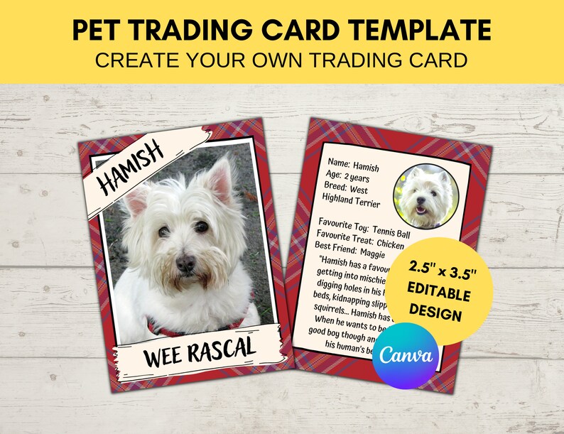 Editable Pet Trading Card Template | Custom Trading Card Printable ...