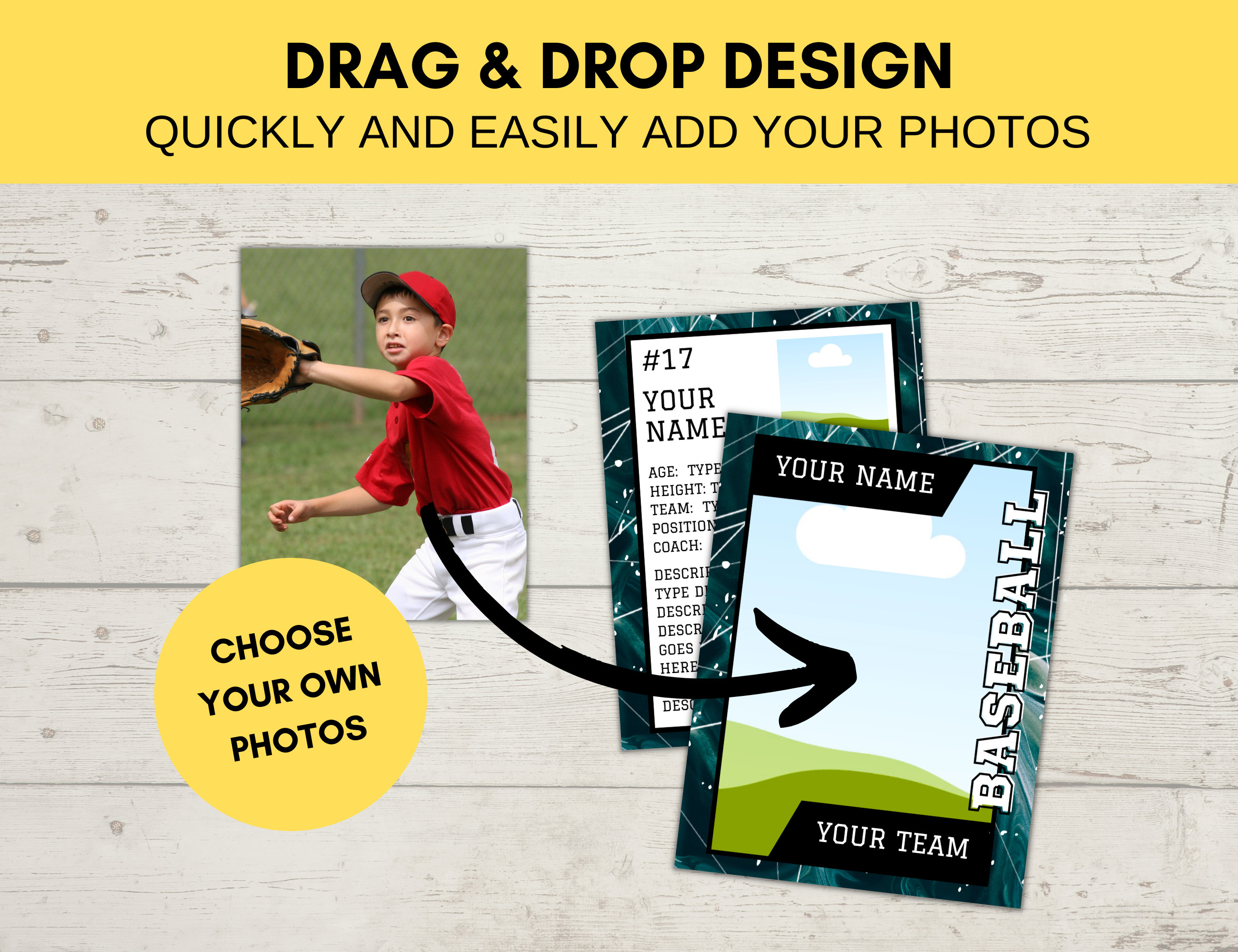 Editable Sports Card Template | Custom Baseball Trading Card Printable ...