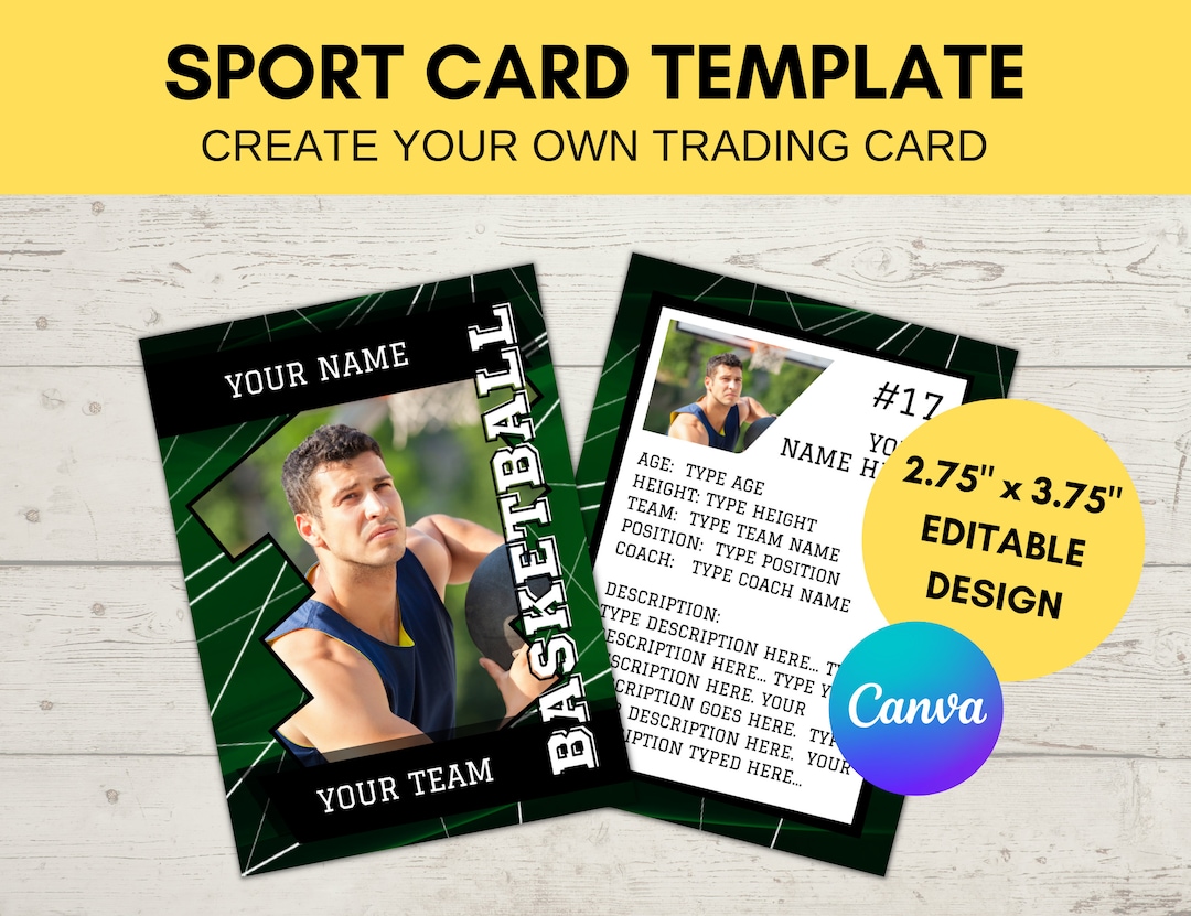 Editable Sport Card Template Custom Basketball Trading Card - Etsy