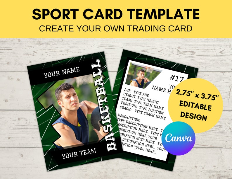 Editable Sport Card Template Custom Basketball Trading Card - Etsy
