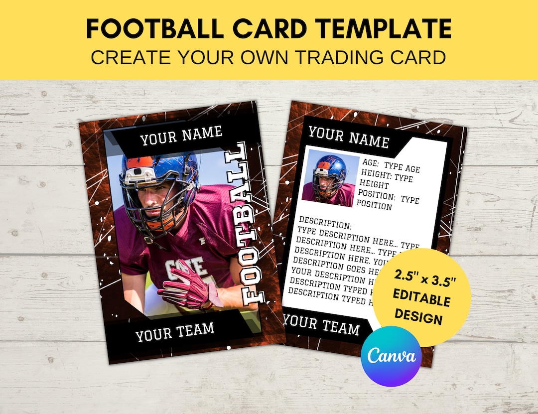 Editable Sports Card Template Custom Football Trading Card Printable ...