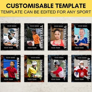 Editable Sports Card Template | Custom Football Trading Card Printable ...