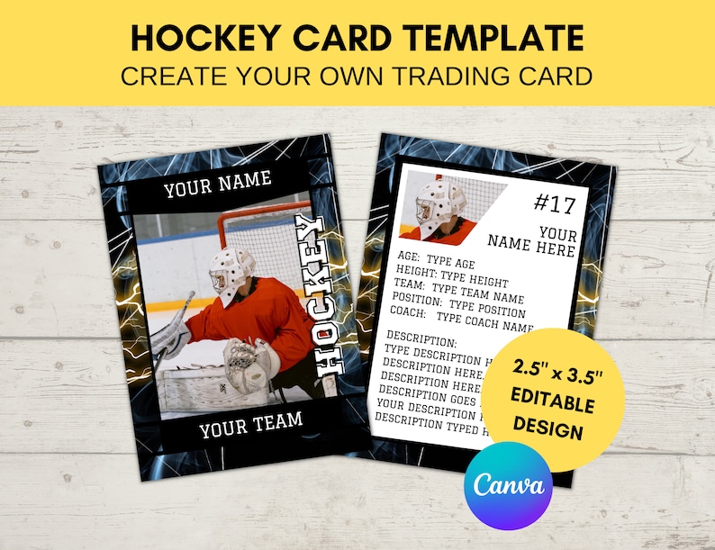 Editable Sports Card Template Custom Hockey Trading Card Printable ...