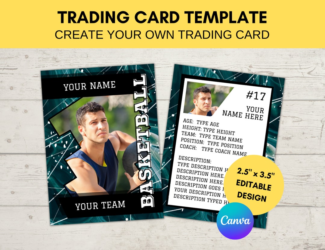 Editable Sport Card Template | Custom Basketball Trading Card Printable ...
