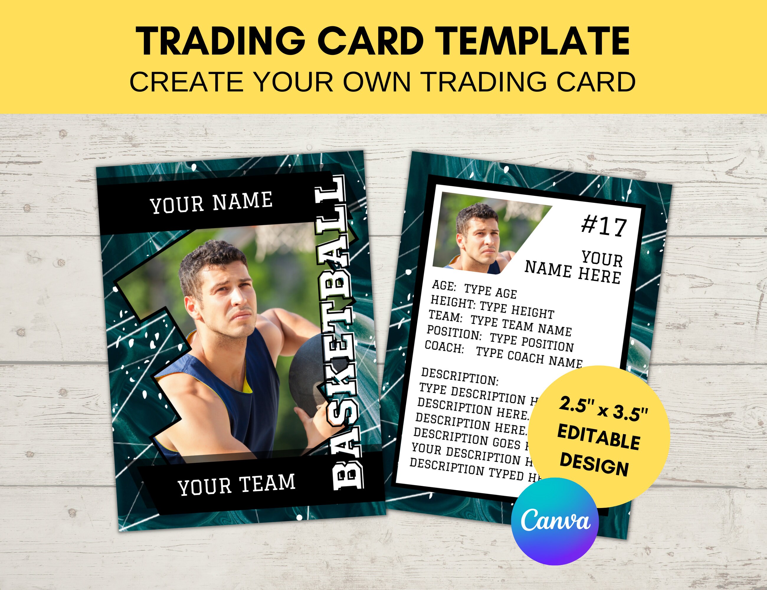 Editable Sport Card Template Custom Basketball Trading Card Printable ...