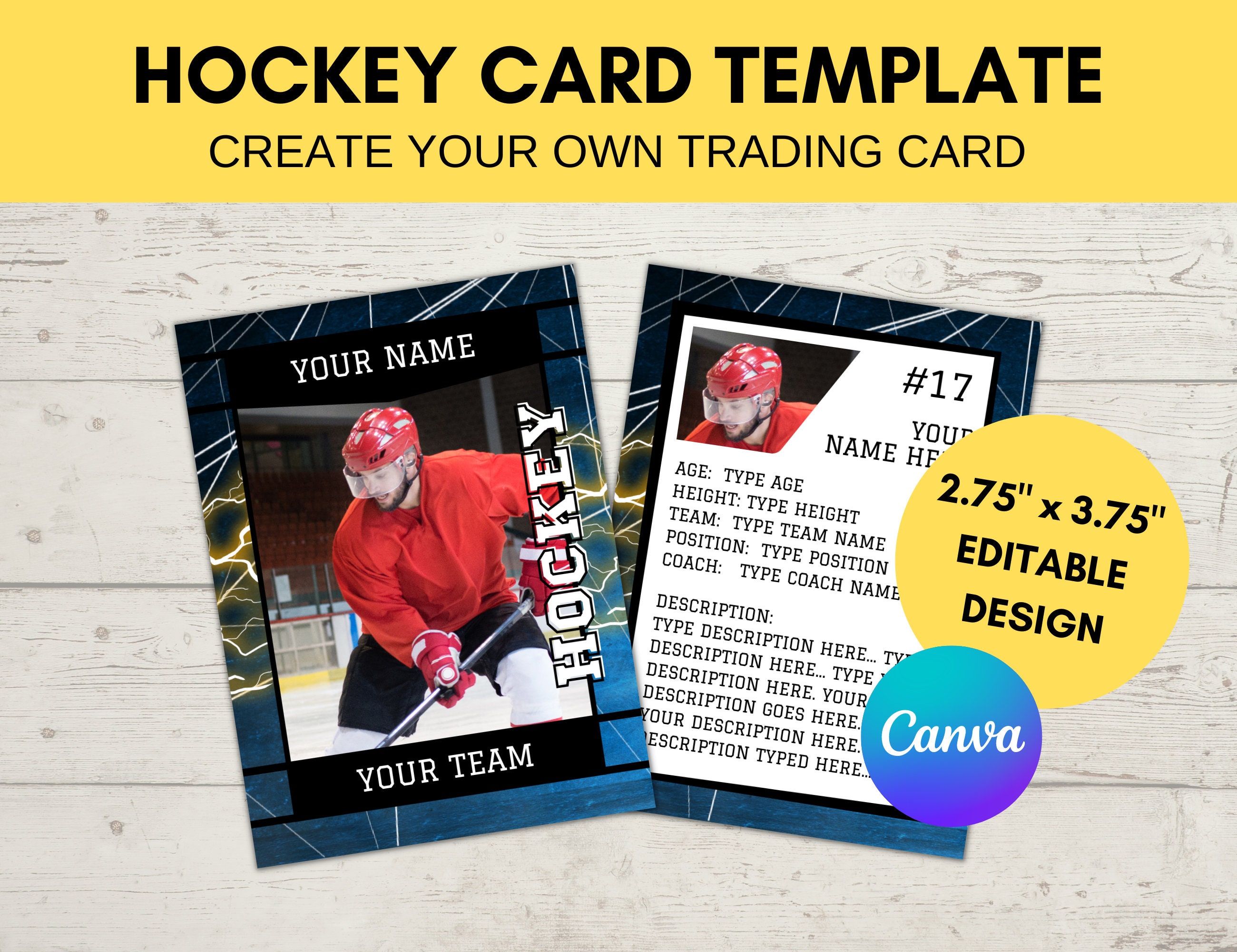 Editable Sports Card Template Custom Hockey Trading Card - Etsy Canada