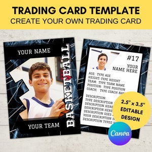 Editable Sport Card Template | Custom Basketball Trading Card Printable ...