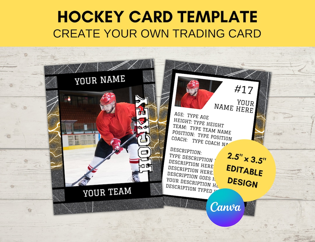 Editable Sports Card Template | Custom Hockey Trading Card Printable ...