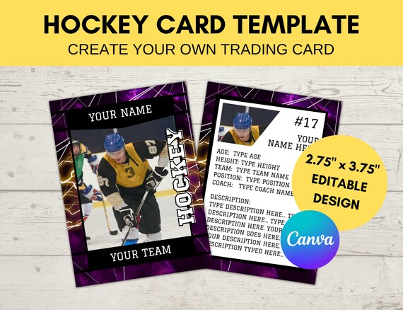 Editable Sports Card Template Custom Hockey Trading Card - Etsy