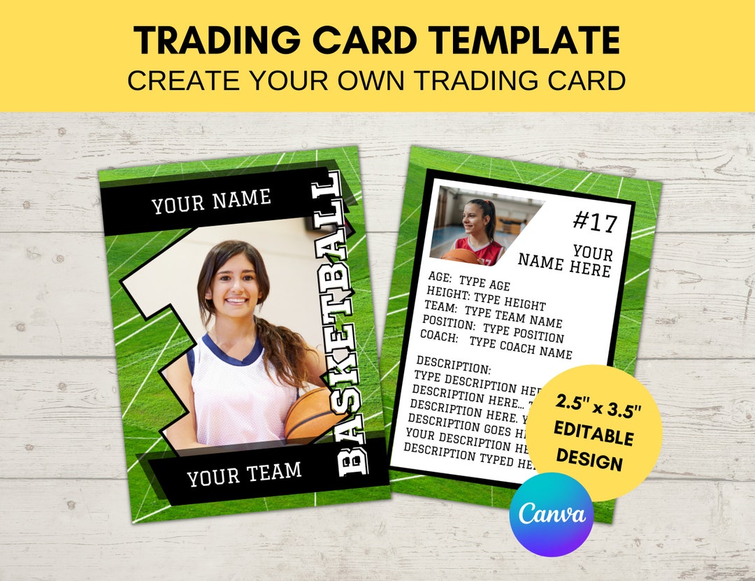 Editable Sport Card Template | Custom Basketball Trading Card Printable ...
