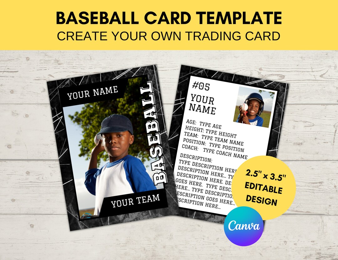 Editable Sports Card Template | Custom Baseball Trading Card Printable ...
