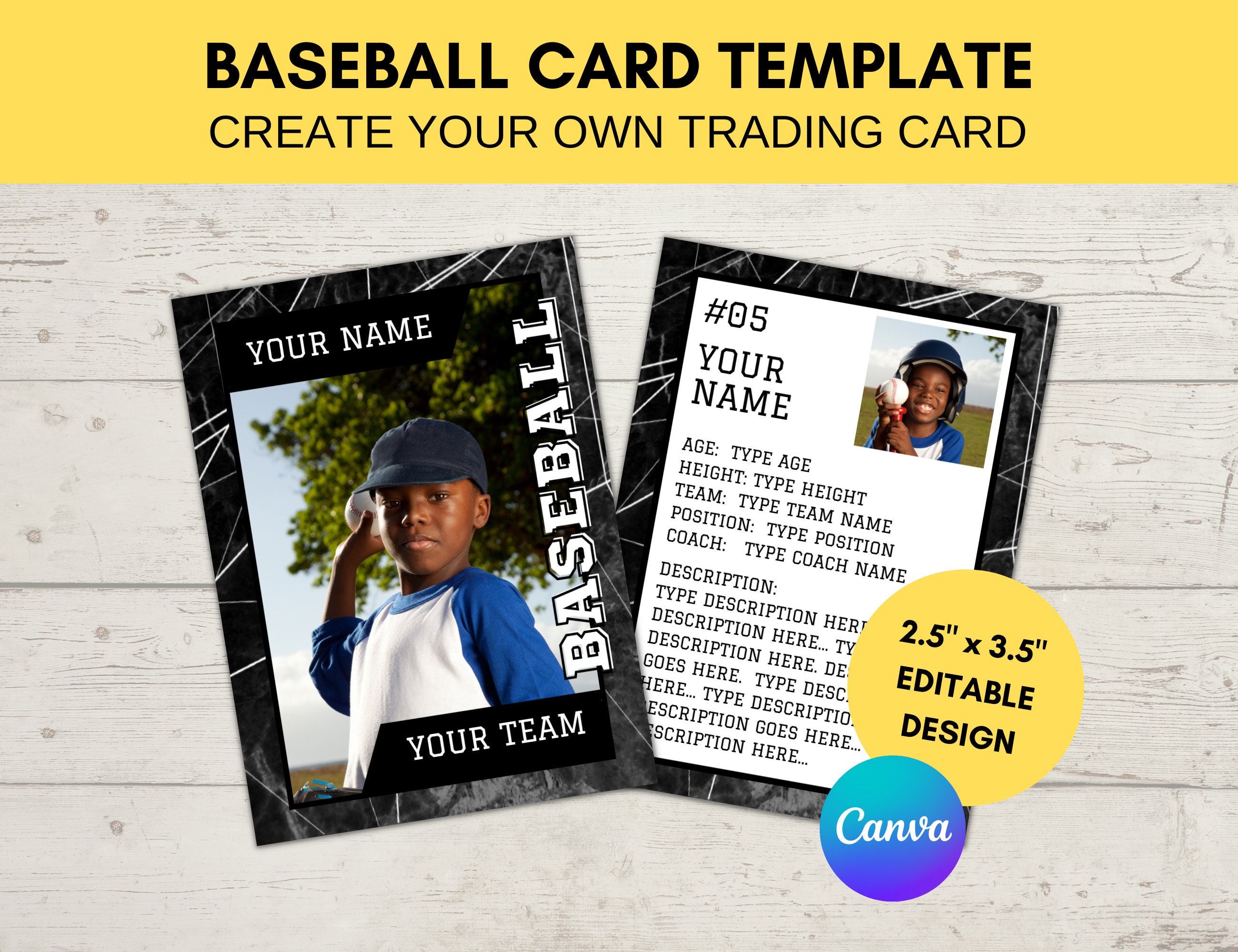 Editable Sports Card Template Custom Baseball Trading Card Printable ...