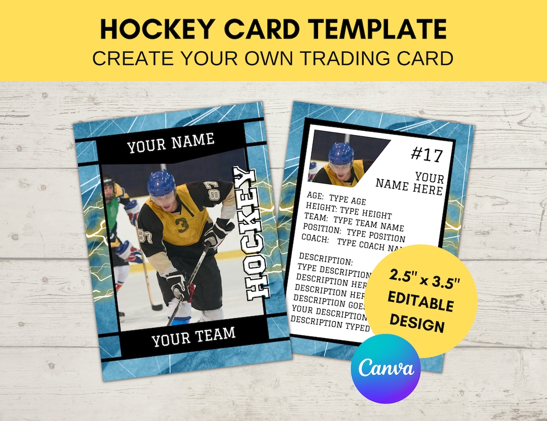 Editable Sports Card Template | Custom Hockey Trading Card Printable ...
