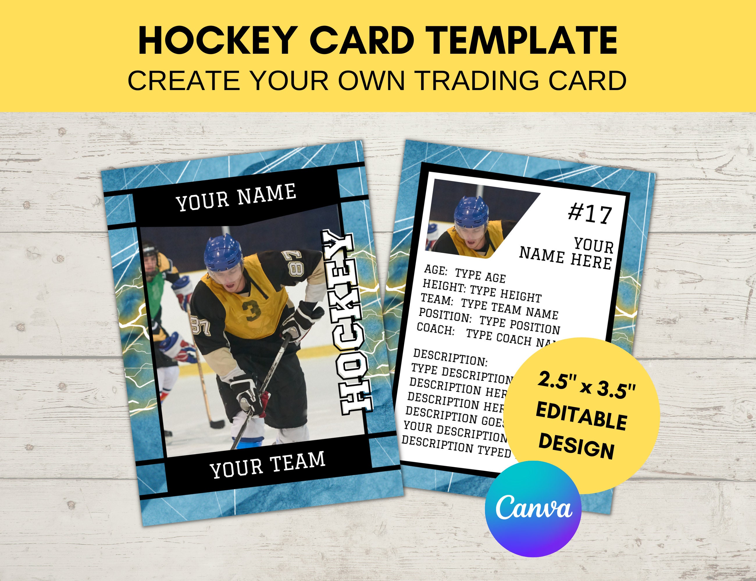 Editable Sports Card Template Custom Hockey Trading Card Printable ...