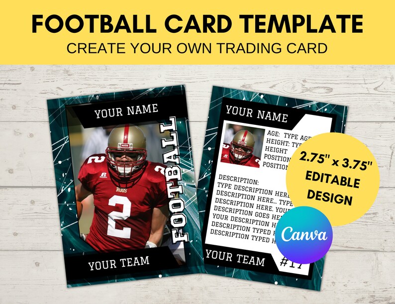 Editable Sports Card Template Custom Football Trading Card - Etsy