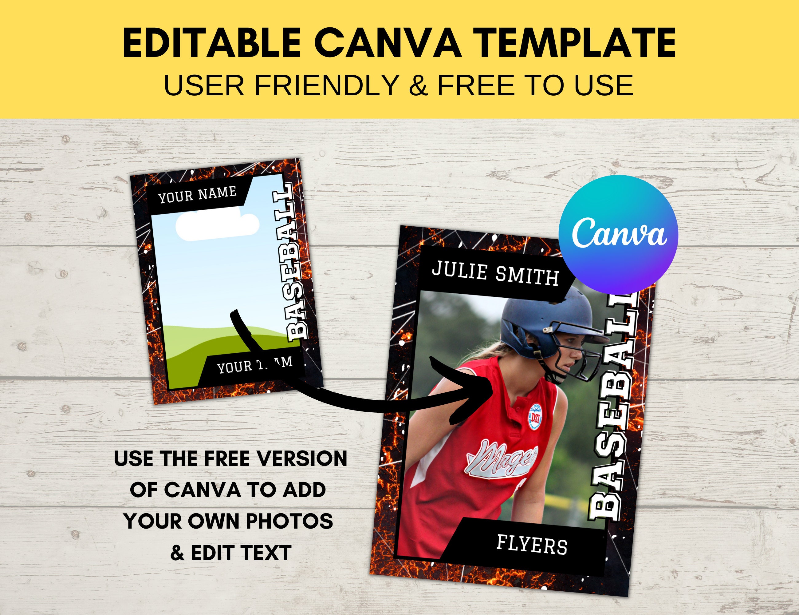 Editable Sports Card Template | Custom Baseball Trading Card Printable | Create Your Own Trading ...