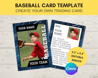Editable Sports Card Template | Custom Baseball Trading Card Printable ...