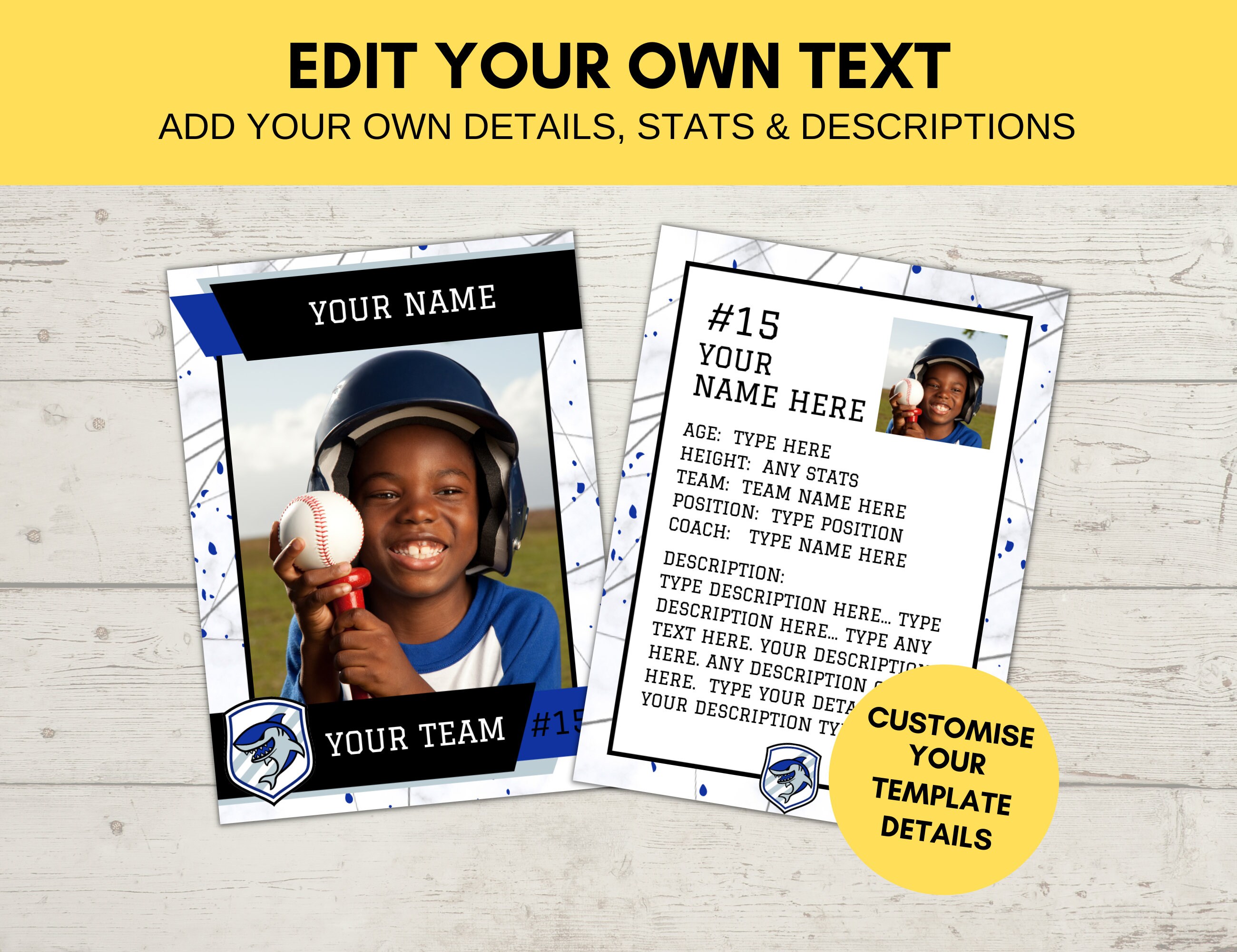 Editable Sports Card Template | Custom Baseball Trading Card Printable ...
